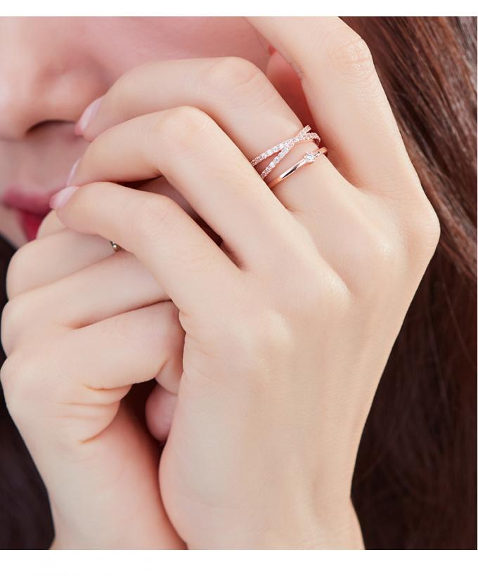 Silver Plating S925 Engagement Ring With Cubic Zirconia Diamond